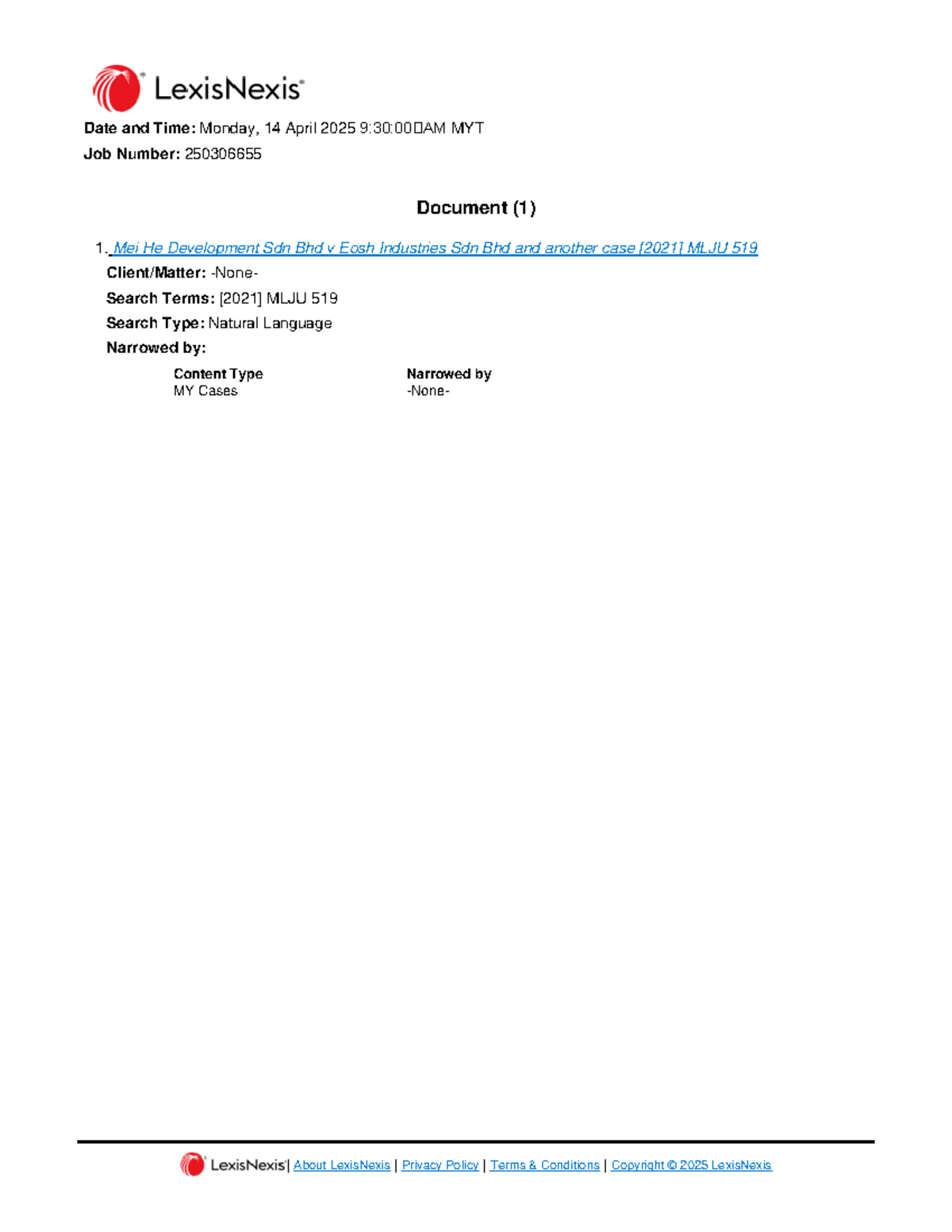 MLJU 519 Case Analysis: Mei He Development Sdn Bhd v Eosh Industries ...