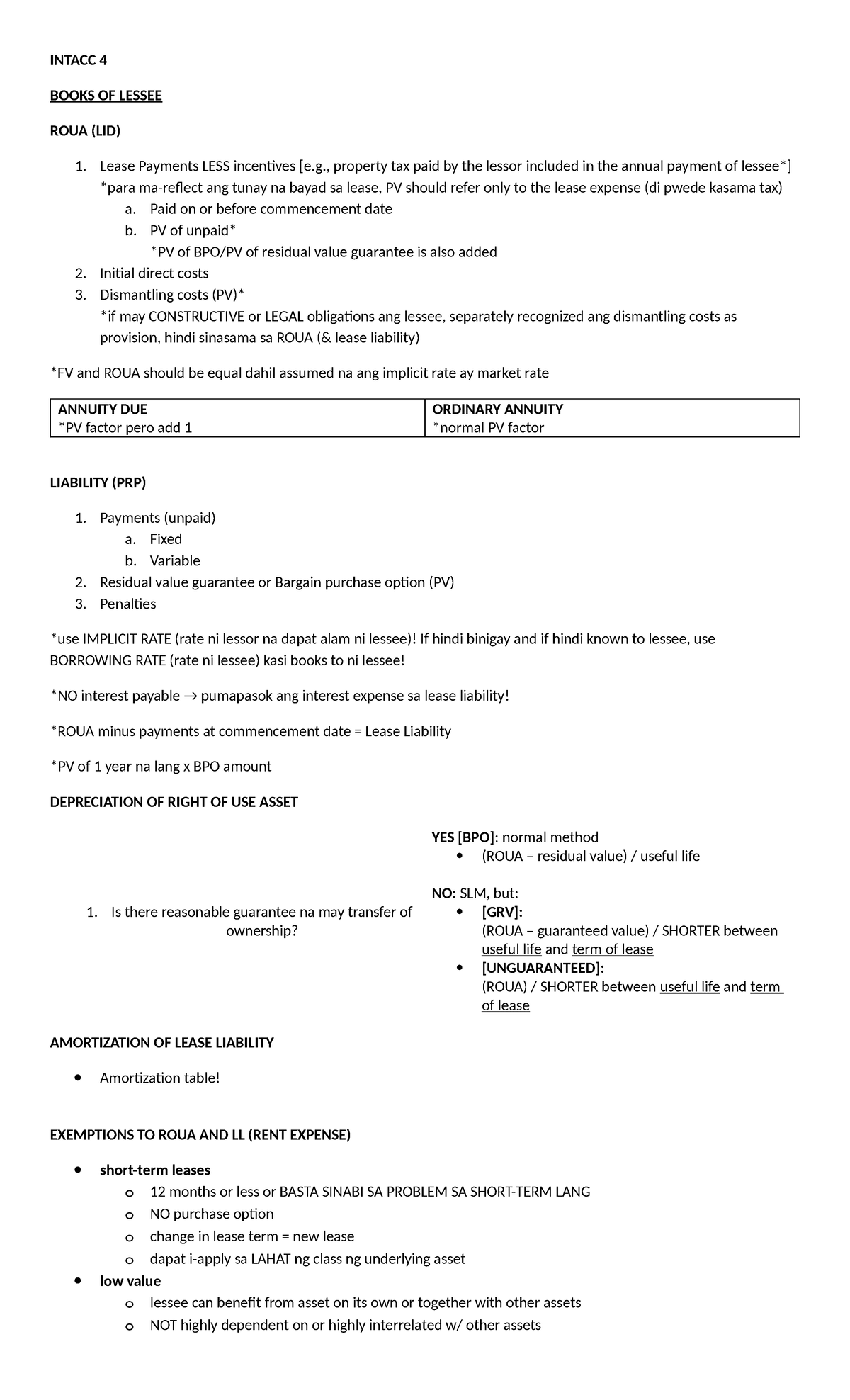 INTACC QUIZ 4: Lessee ROUA and Lease Liability Overview - Studocu