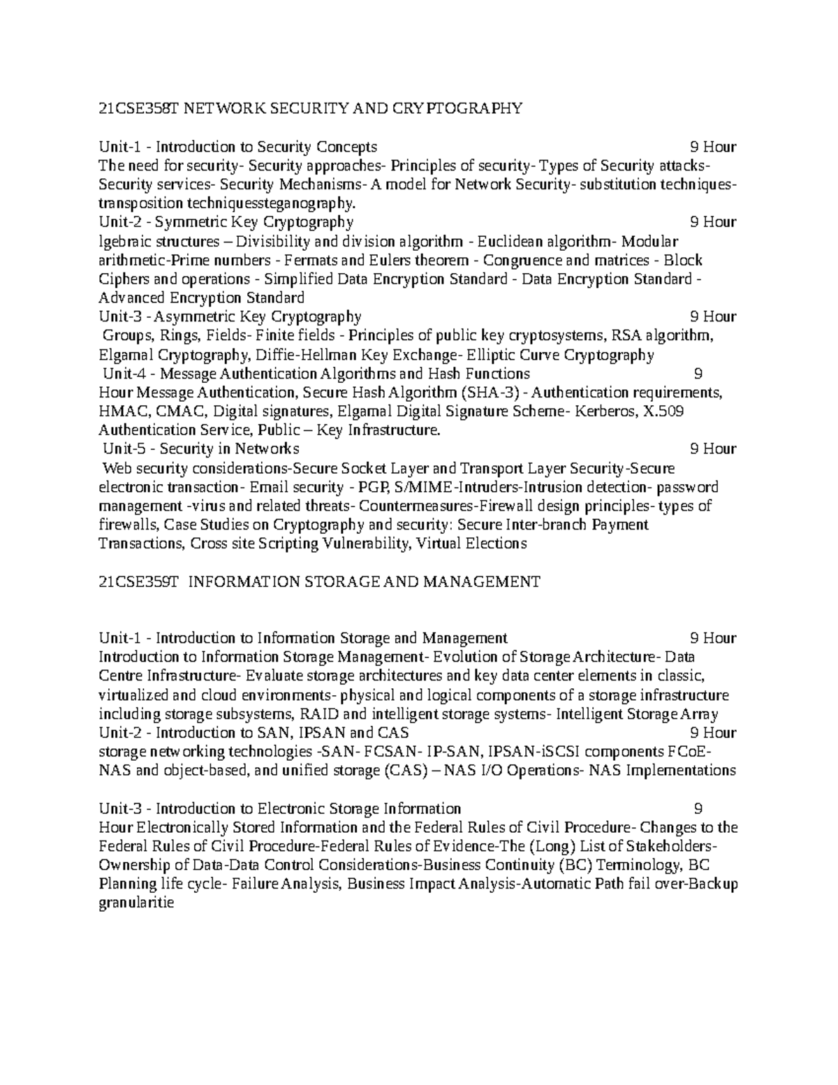 21CSE358T Network Security & Cryptography: Comprehensive Study Guide - Studocu