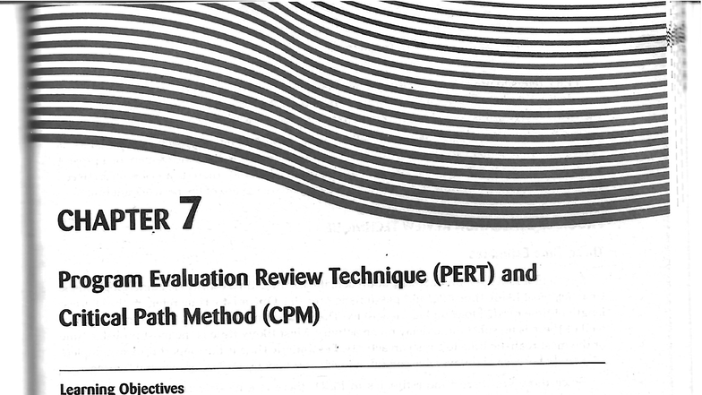 CHAPTER 7: PERT & CPM - Program Evaluation and Critical Path Analysis - Studocu
