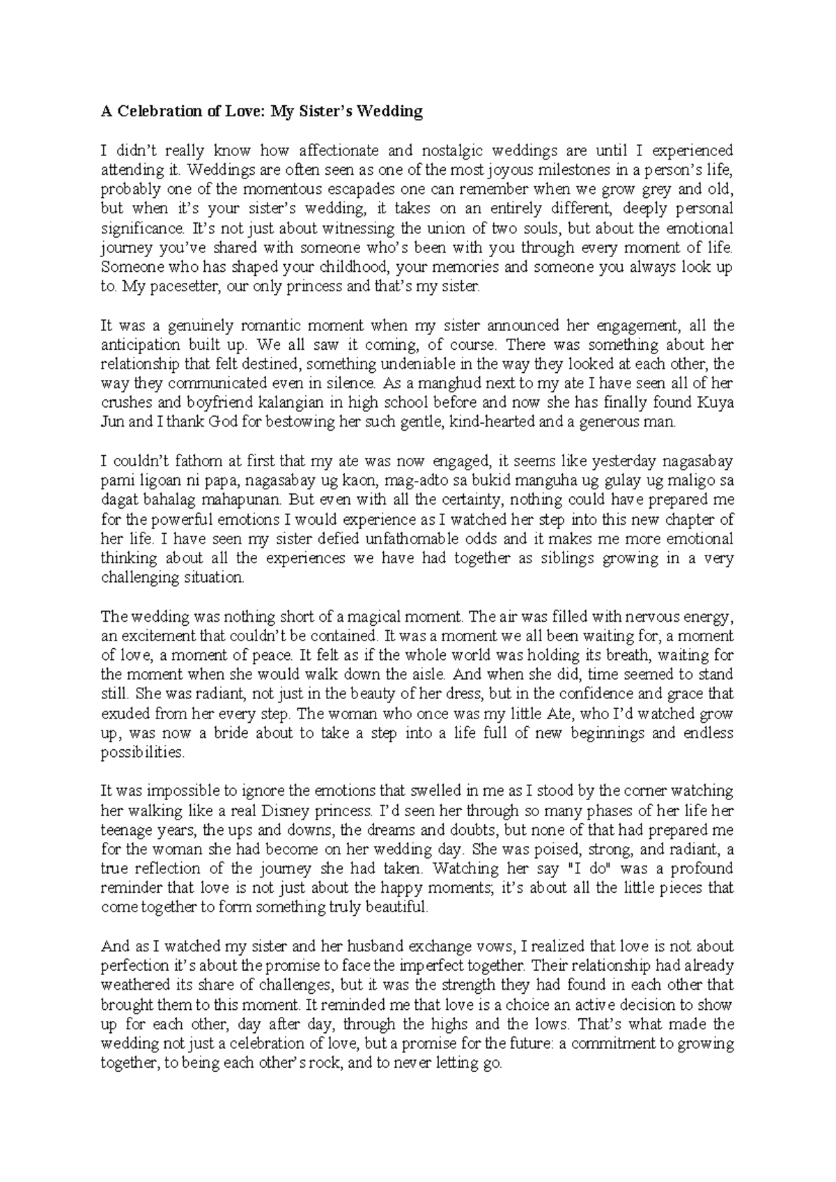 A Celebration of Love - AI Overview Learn more A wedding essay is a ...