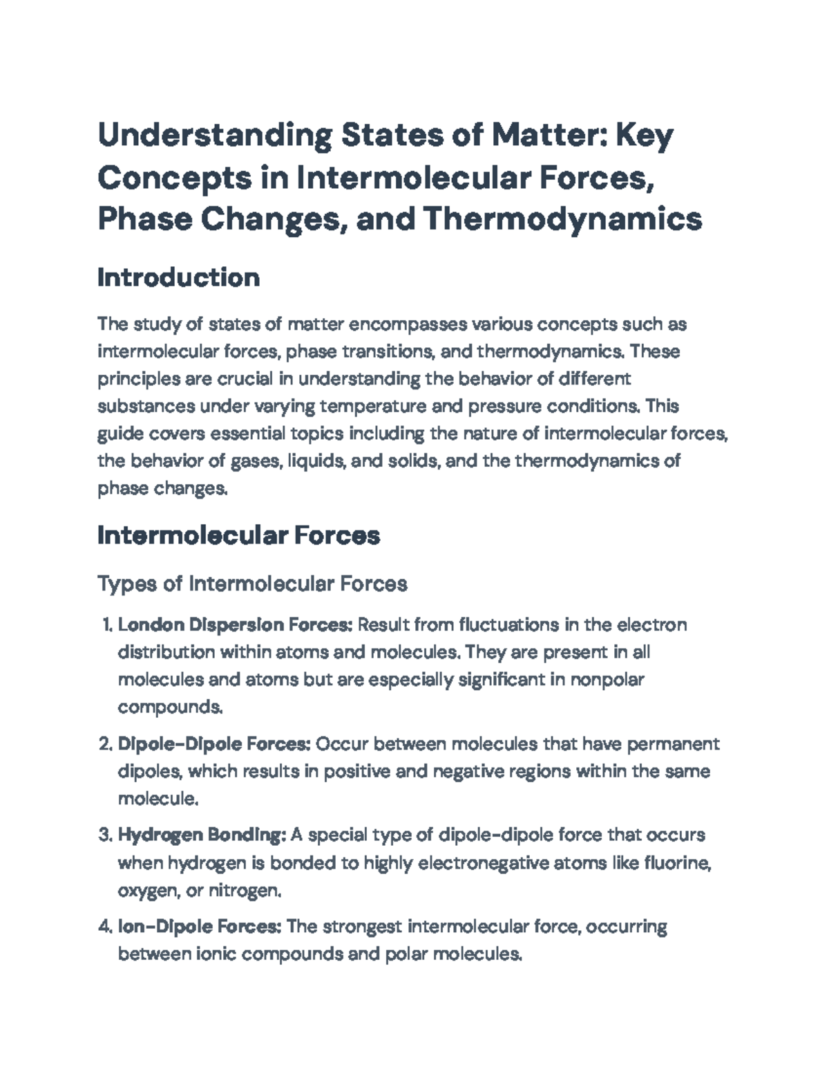 Understanding States of Matter: Intermolecular Forces & Phase Changes ...
