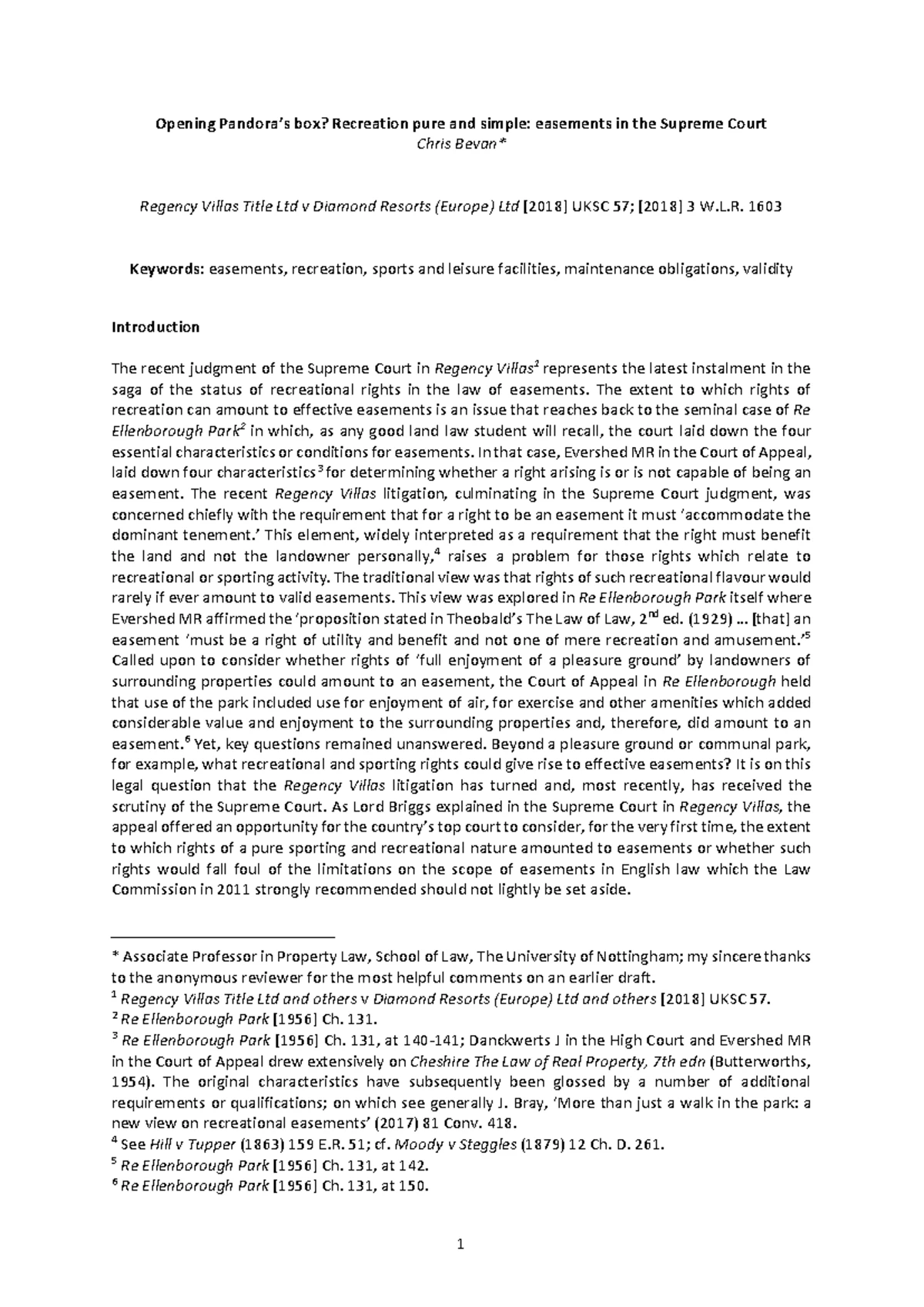 Casenotes: Supreme Court Ruling on Recreational Easements in Regency ...