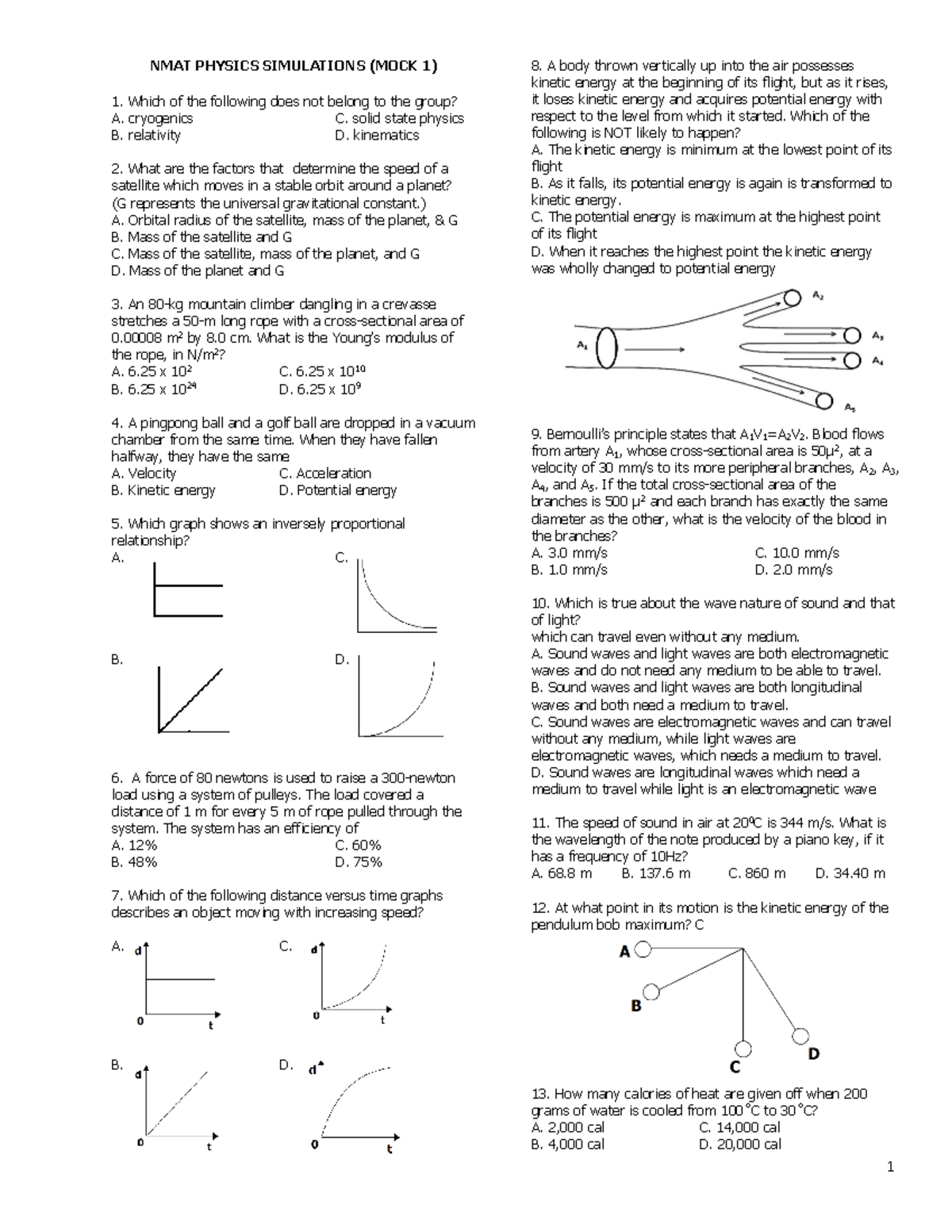 MOCK NMAT Physics Review: Essential Questions and Simulations - Studocu
