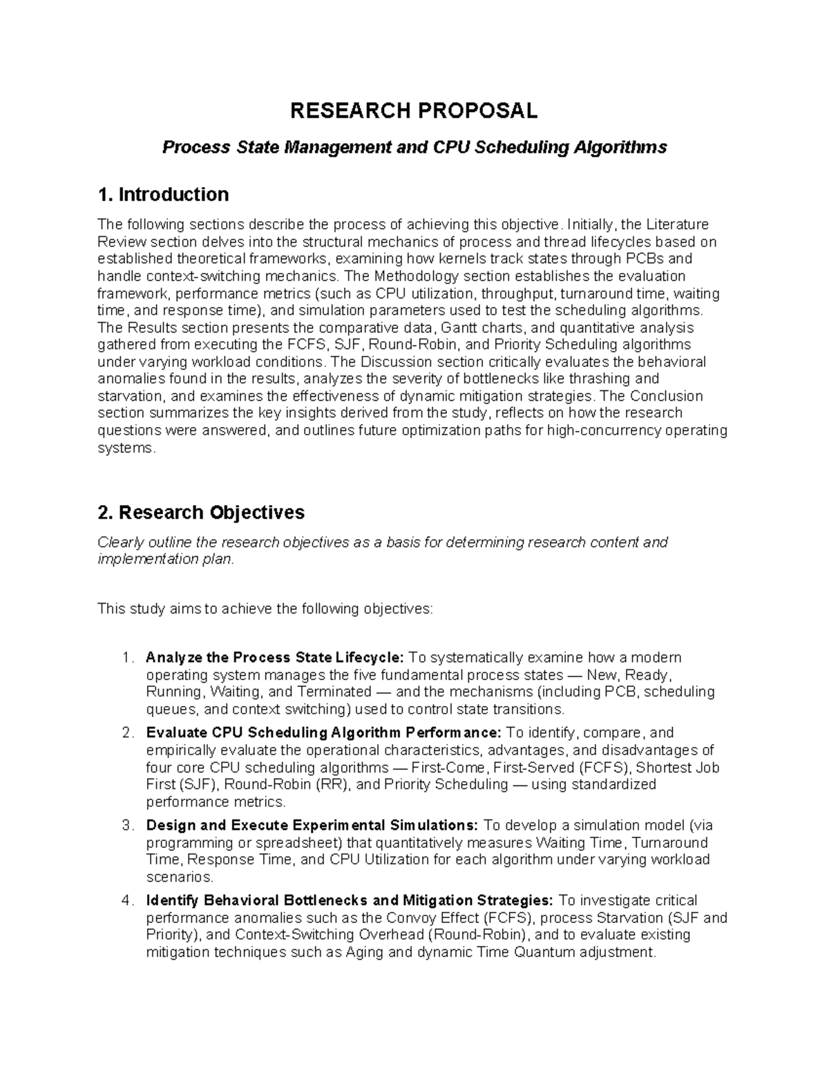 RBL OSG202 5 Research Proposal on Process State Management & CPU ...
