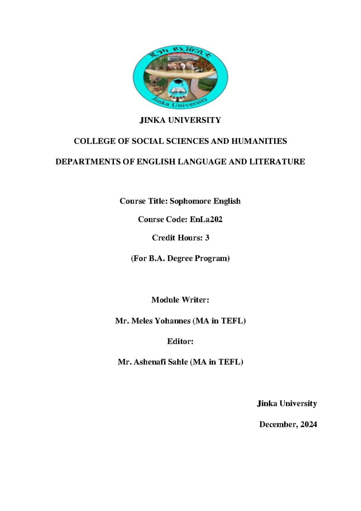 Sophomore English Module (EnLa202): Writing Effective Sentences and ...