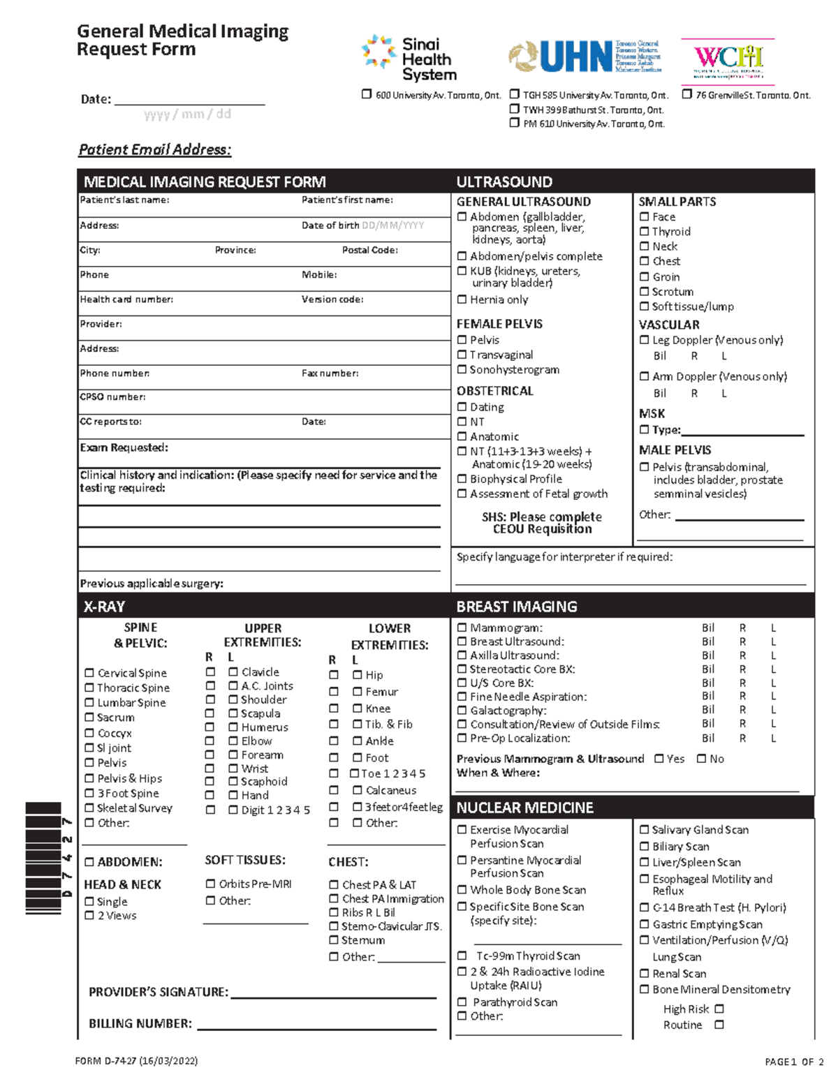 General Medical Imaging Request Form - Ultrasound & More - Studocu