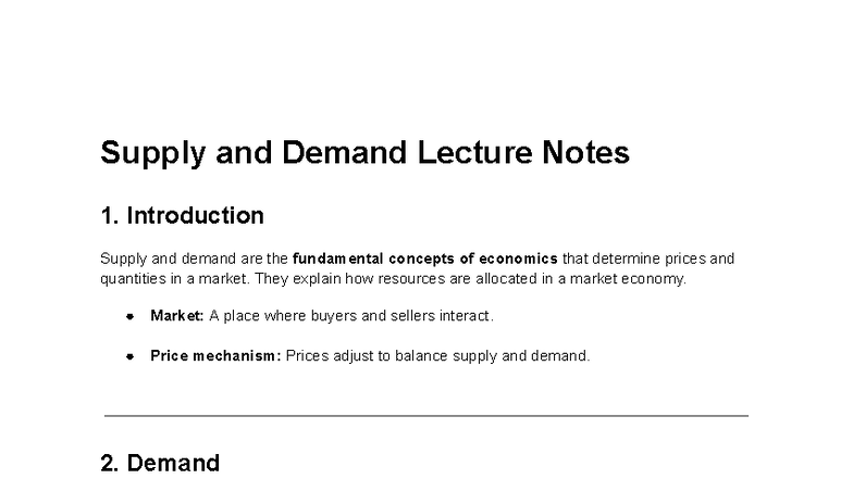 Lecture 1: Supply and Demand Concepts and Mechanisms - Studocu