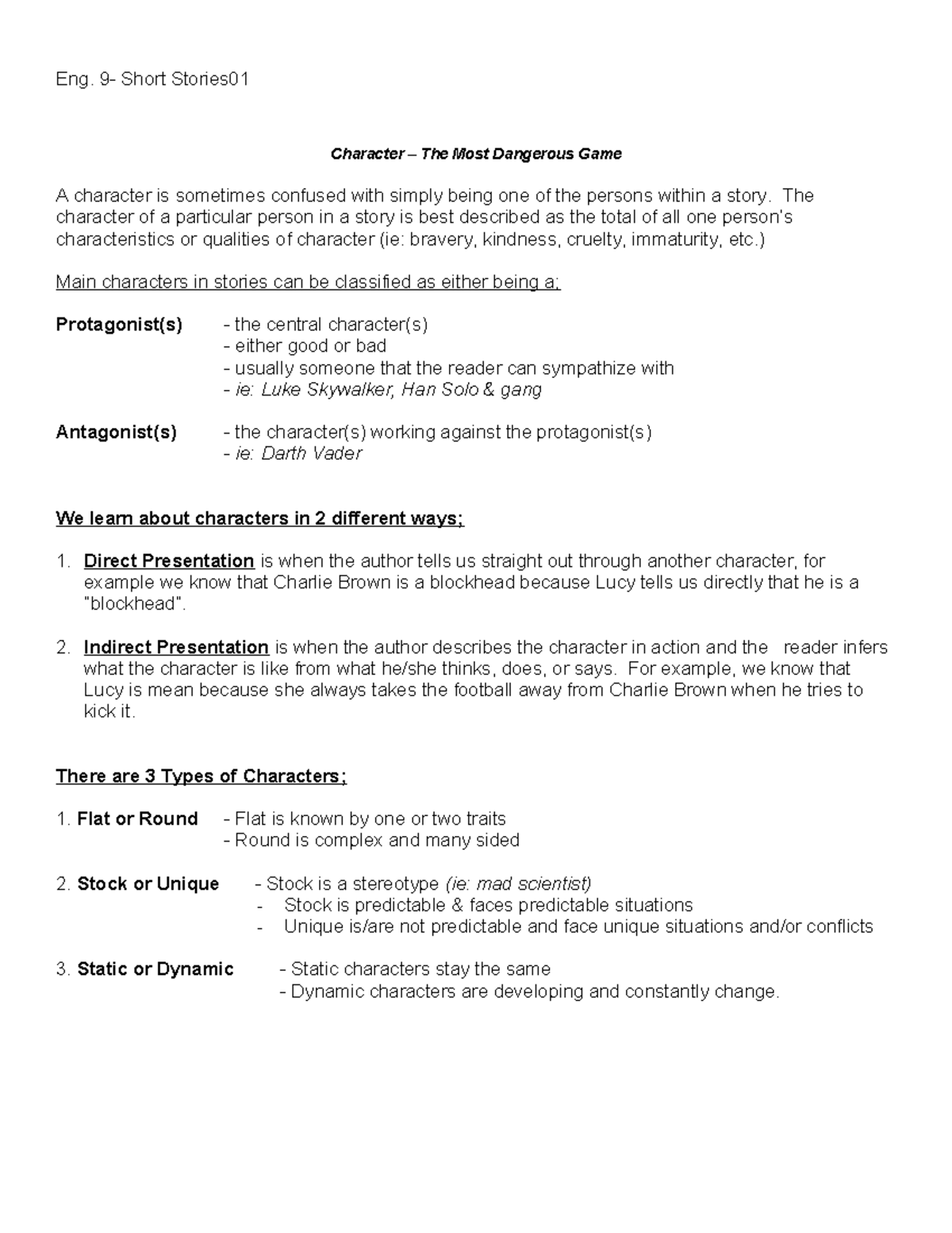 ENG 101: Study Guide for "The Most Dangerous Game" - Character Analysis ...