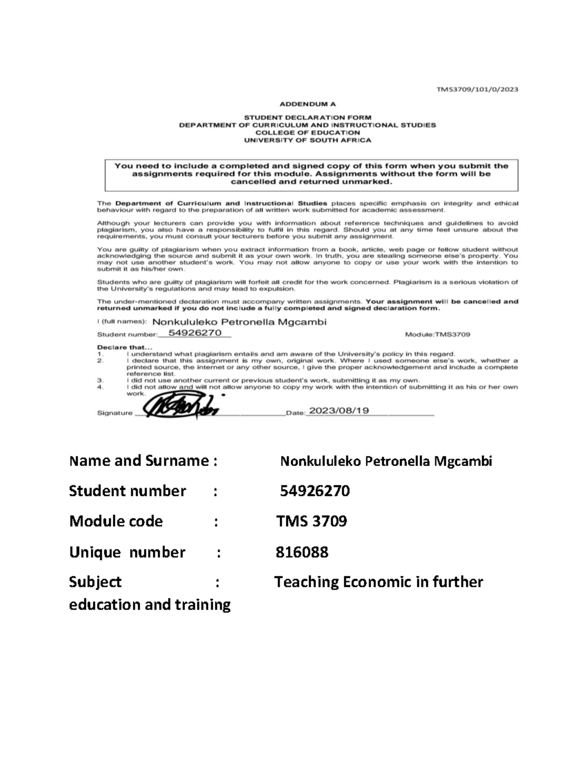 TMS 3709 Assignment 5: Building Classroom Culture & Management ...