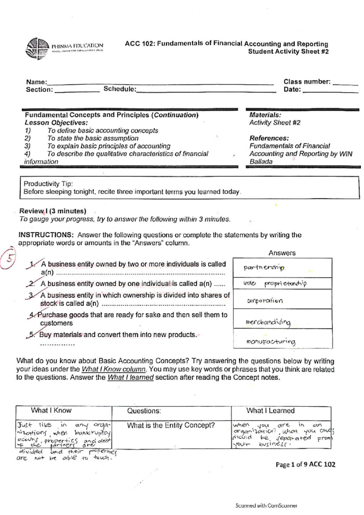 ACC 102 - DAY 2 - Aaespinosa - Advanced Financial Accounting - Studocu
