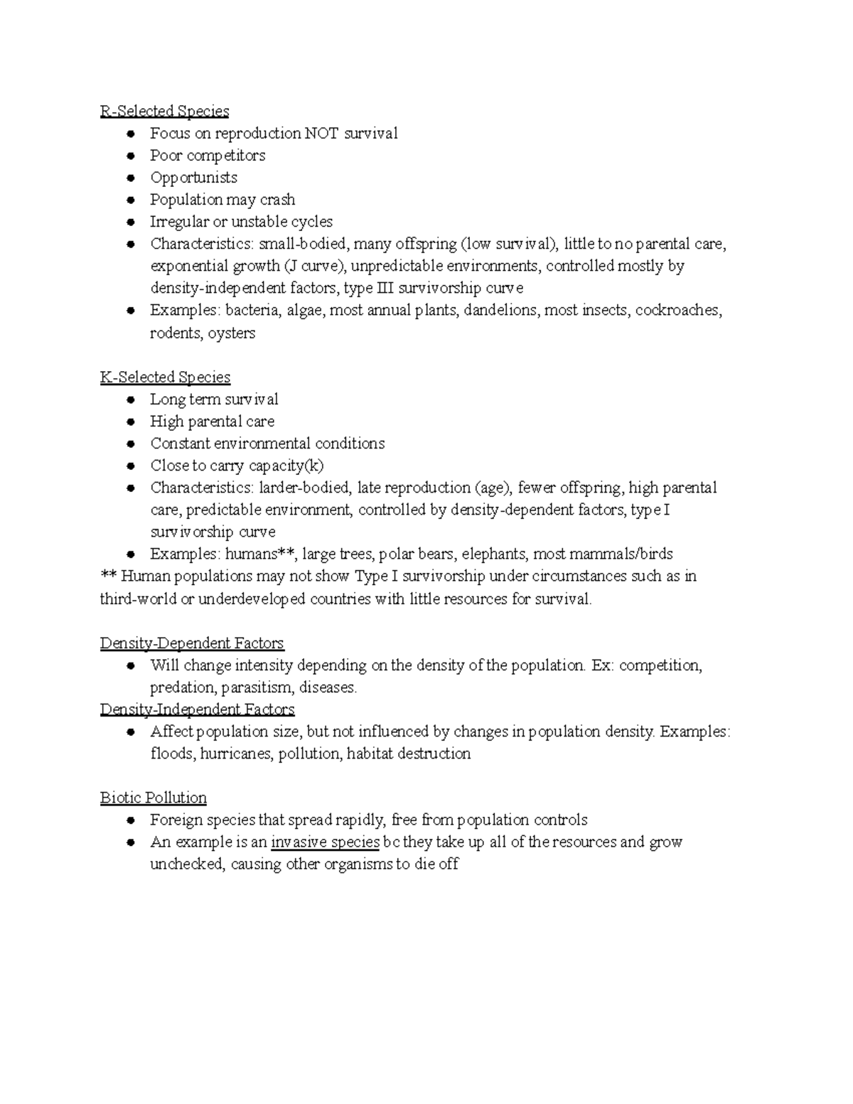 APES Unit 3 Review: R-Selected & K-Selected Species and Growth Factors ...