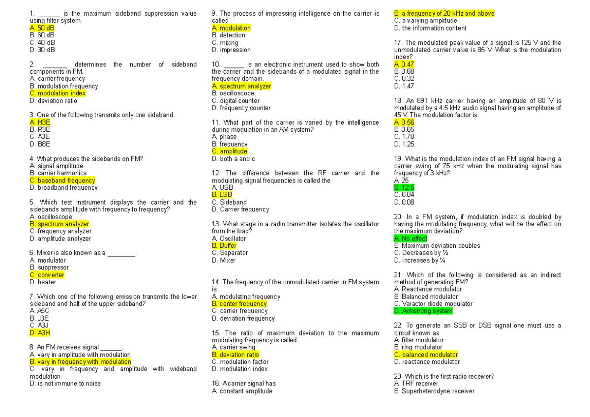 AM-FM MCQs Summary for Digital Electronics (Course Code: AM-FM) - Studocu