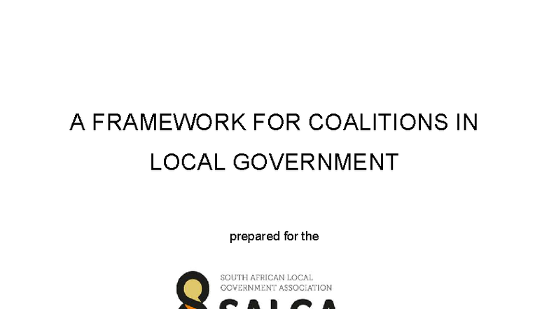A Framework for Coalitions in Local Government (Dullah Omar) - Studocu