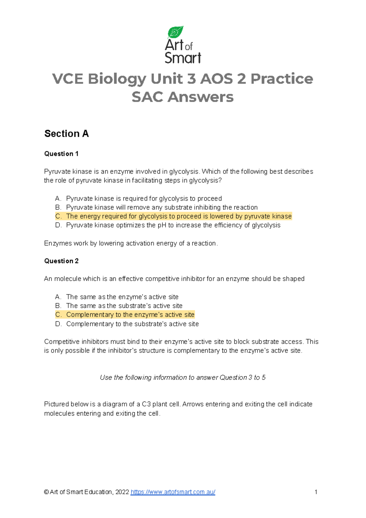 VCE Biology Unit 3 AOS 2 Practice SAC Answers and Explanations - Studocu