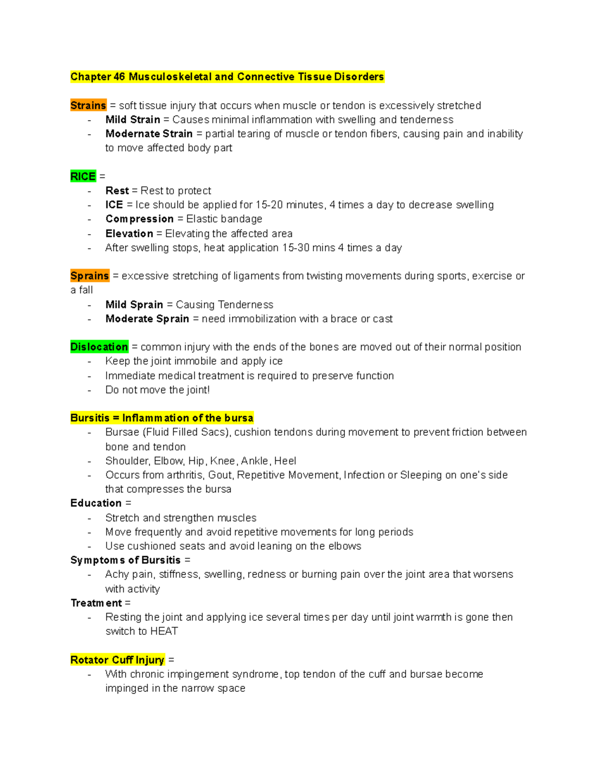 Adult Nursing 1: Chapter 46 - Musculoskeletal & Connective Tissue ...