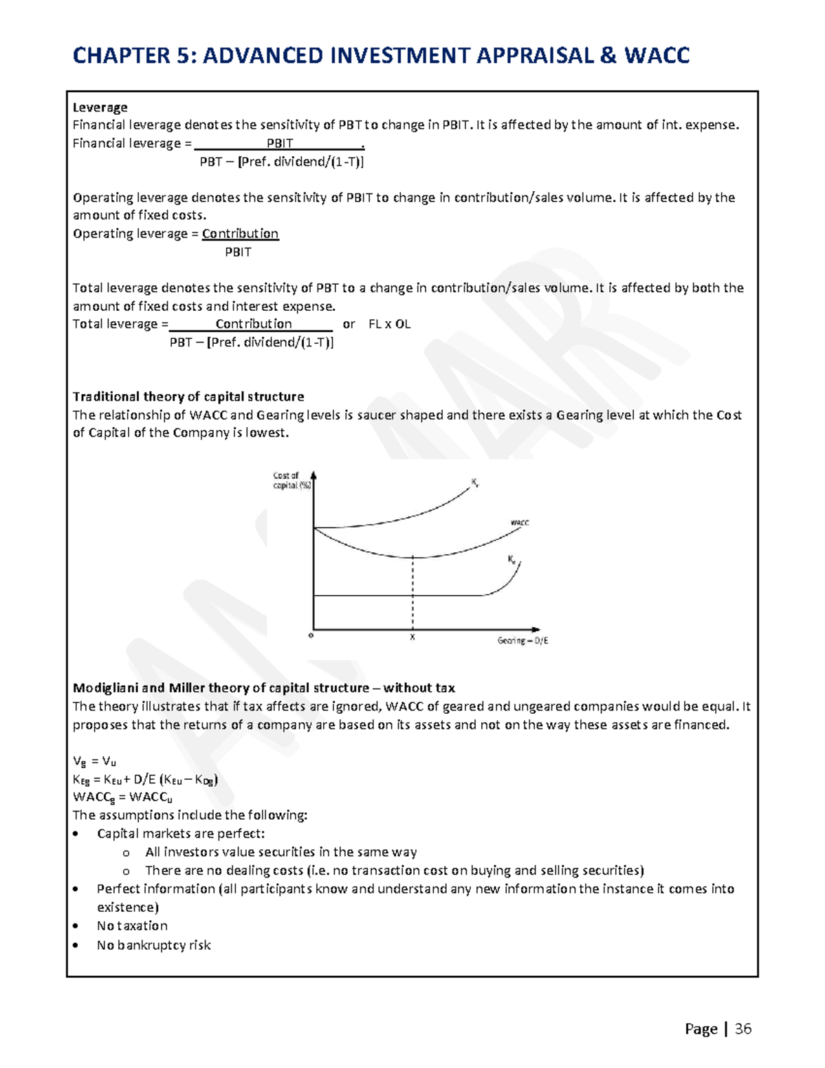 CHAPTER 5: ADVANCED INVESTMENT APPRAISAL WACC - CFAP 03 Insights - Studocu