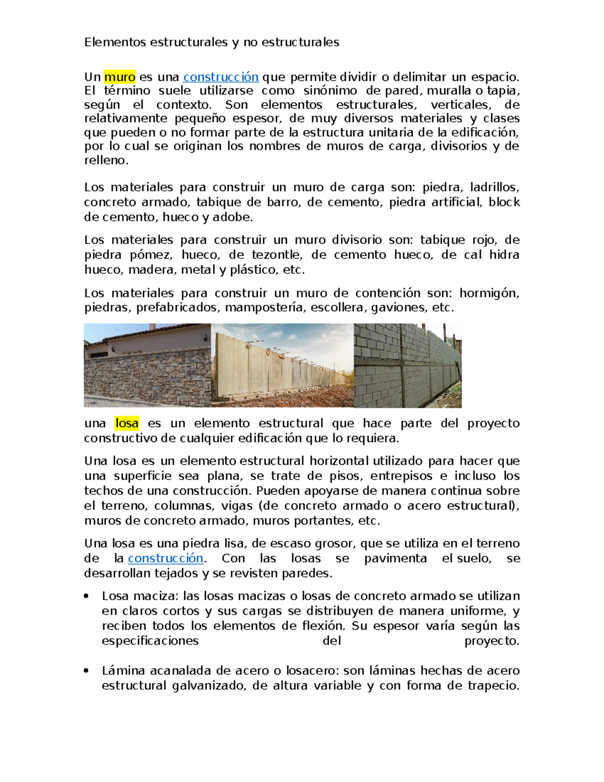 Elementos Estructurales y No Estructurales en Construcción - Studocu