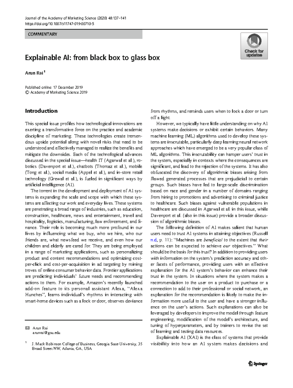 Explainable AI - from black box to glass box - COMMENTARY Explainable ...