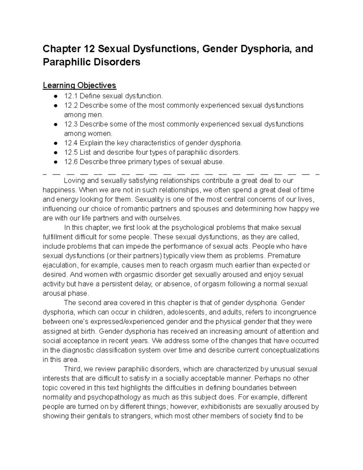 Chapter 12: Sexual Dysfunctions, Gender Dysphoria & Paraphilic ...