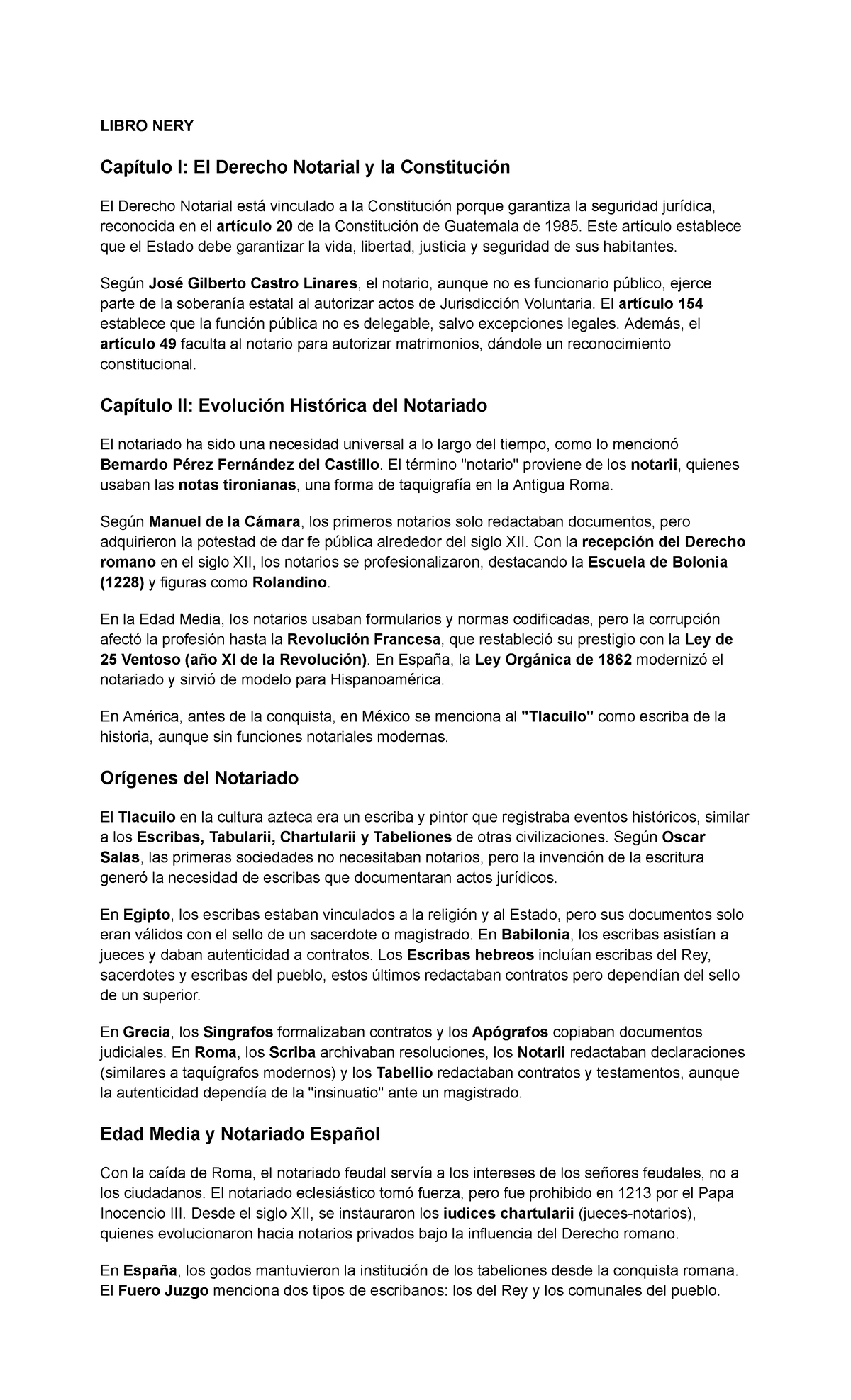 Resumen de Derecho Notarial I: Capítulos y Evolución Histórica - Studocu