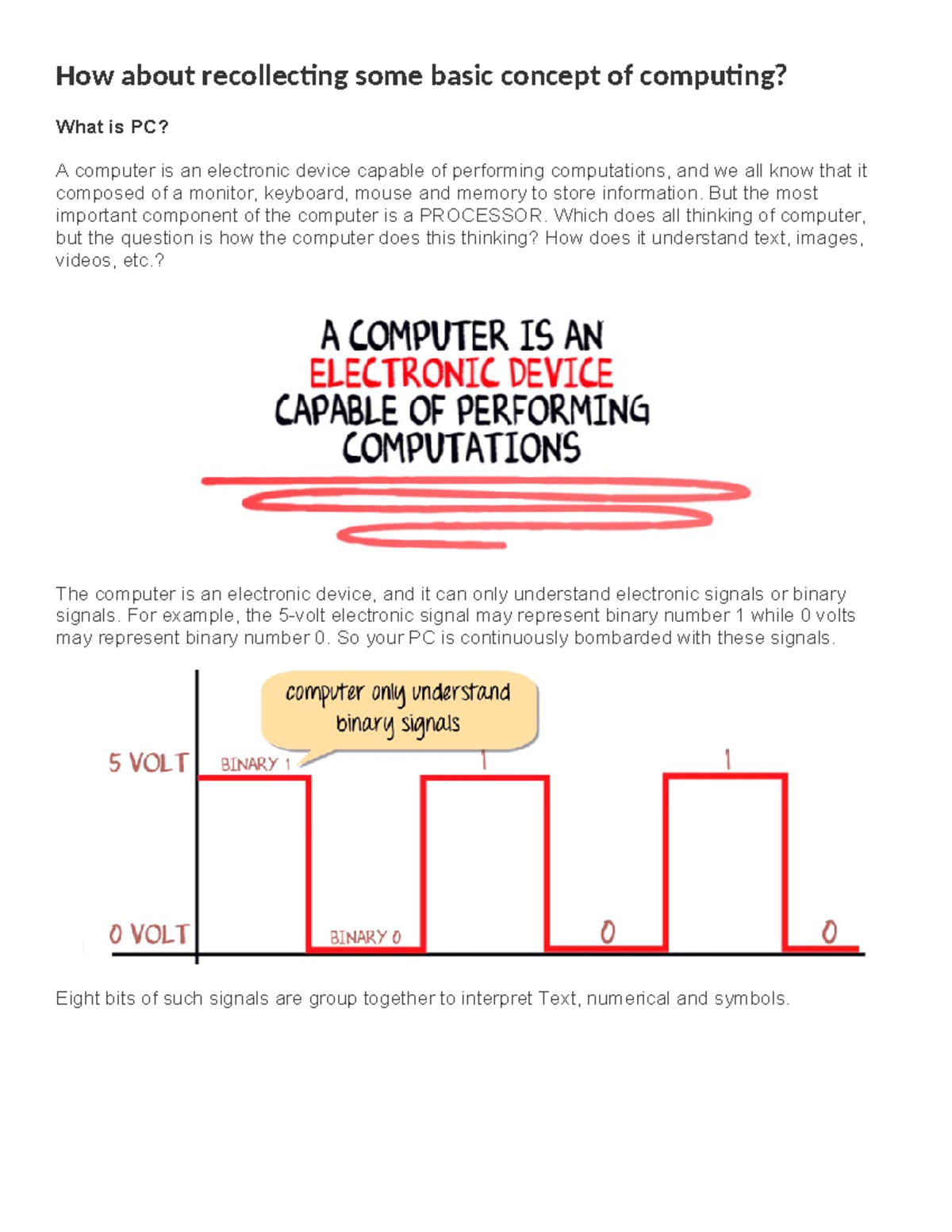 Basic Computing Concepts: Understanding PC & Java (CS101) - Studocu