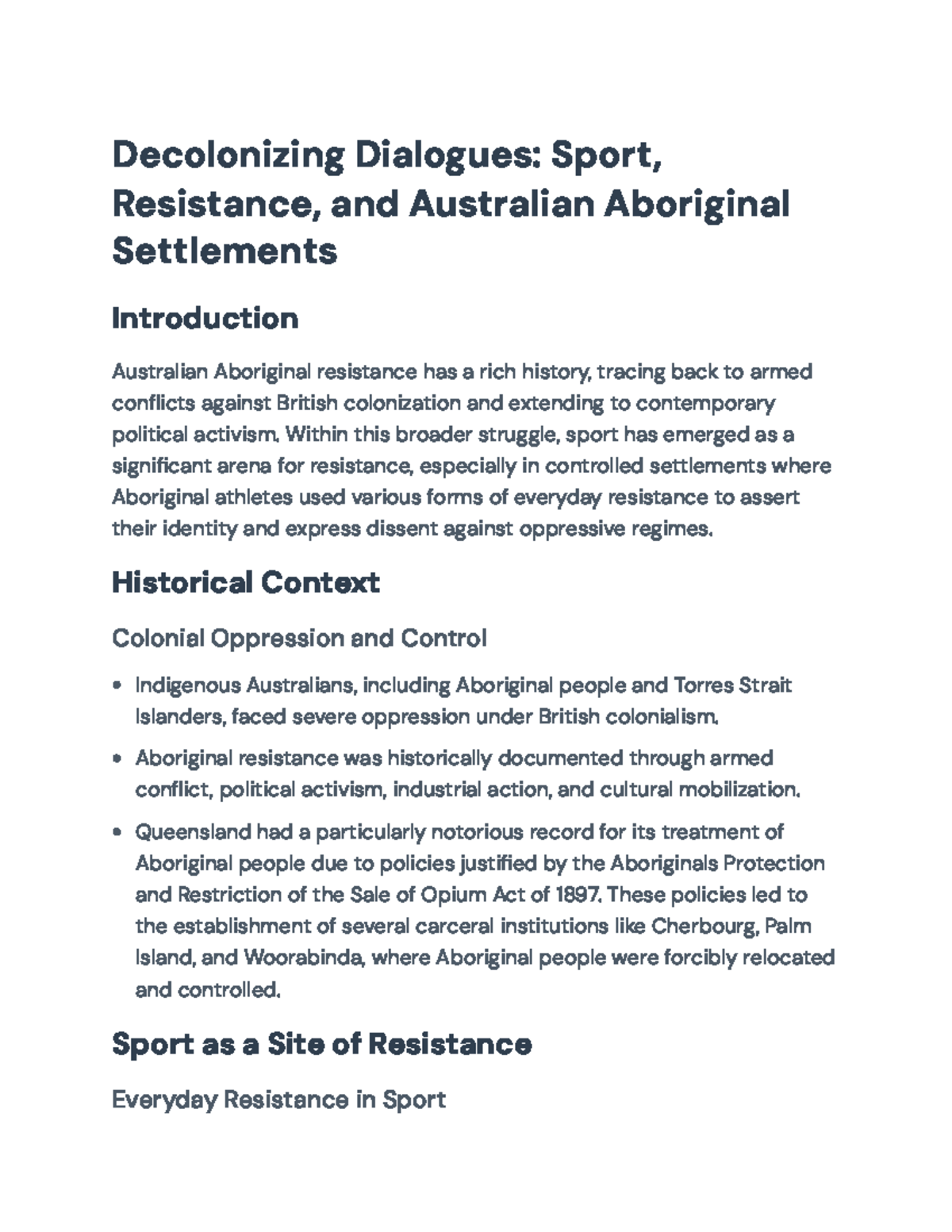 Decolonizing Dialogues: Sport and Resistance in Aboriginal History ...