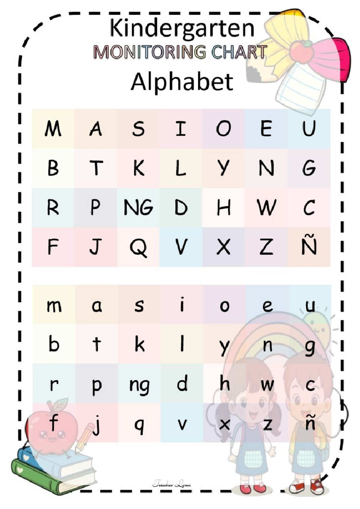 Kindergarten Monitoring Chart: Alphabet, Numbers & Shapes - LIT-NUM ...