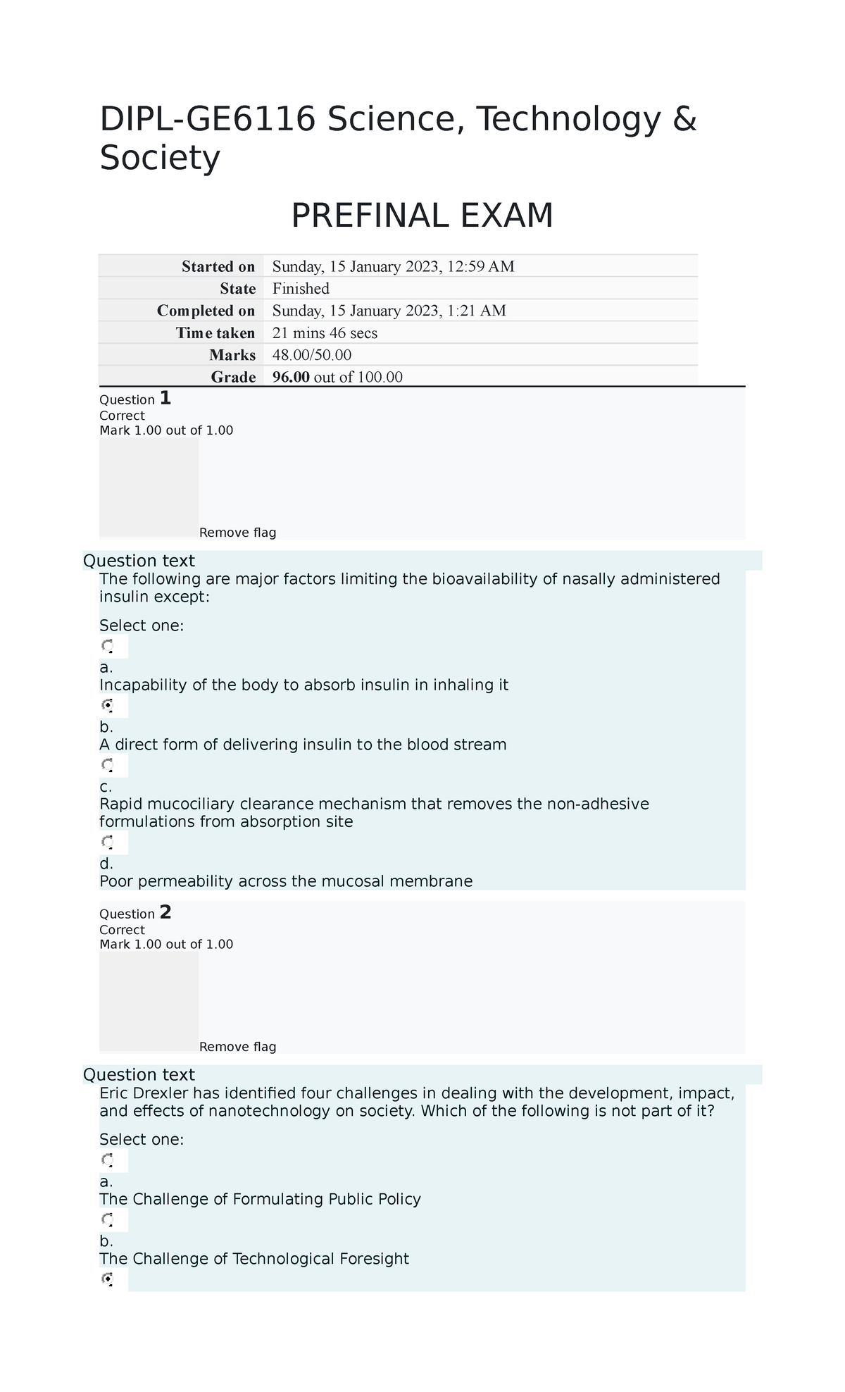 STS DIPL-GE6116 Prefinal Exam Study Guide: Key Questions & Answers - Studocu