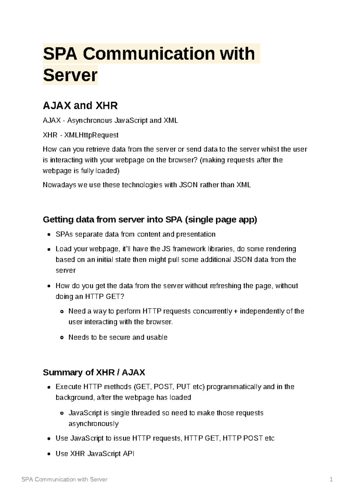 SPA Communication with Server - SPA Communication with Server AJAX and ...
