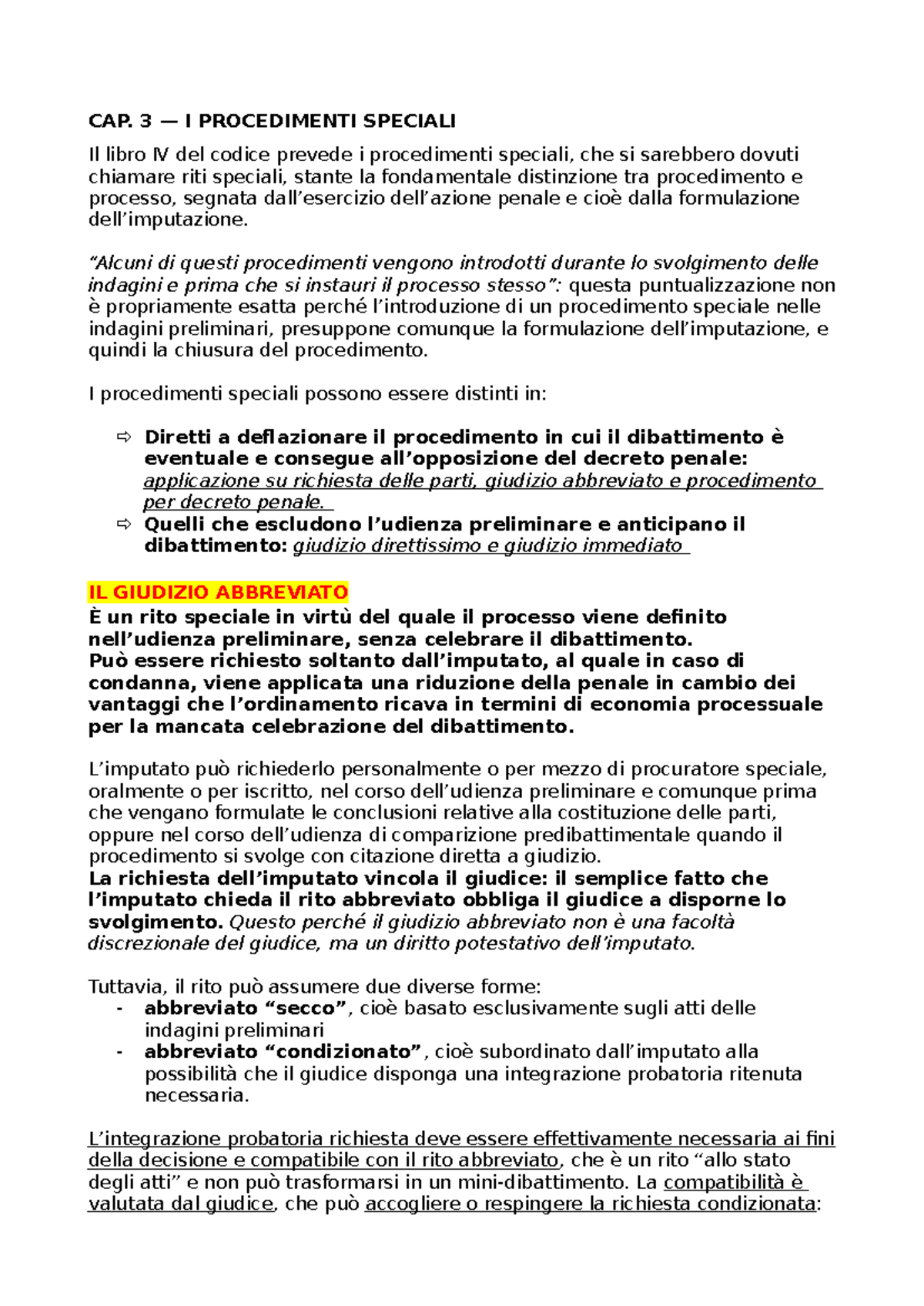 CAP. 3 I PROCEDIMENTI SPECIALI: Analisi e Riforme nel Codice Penale ...