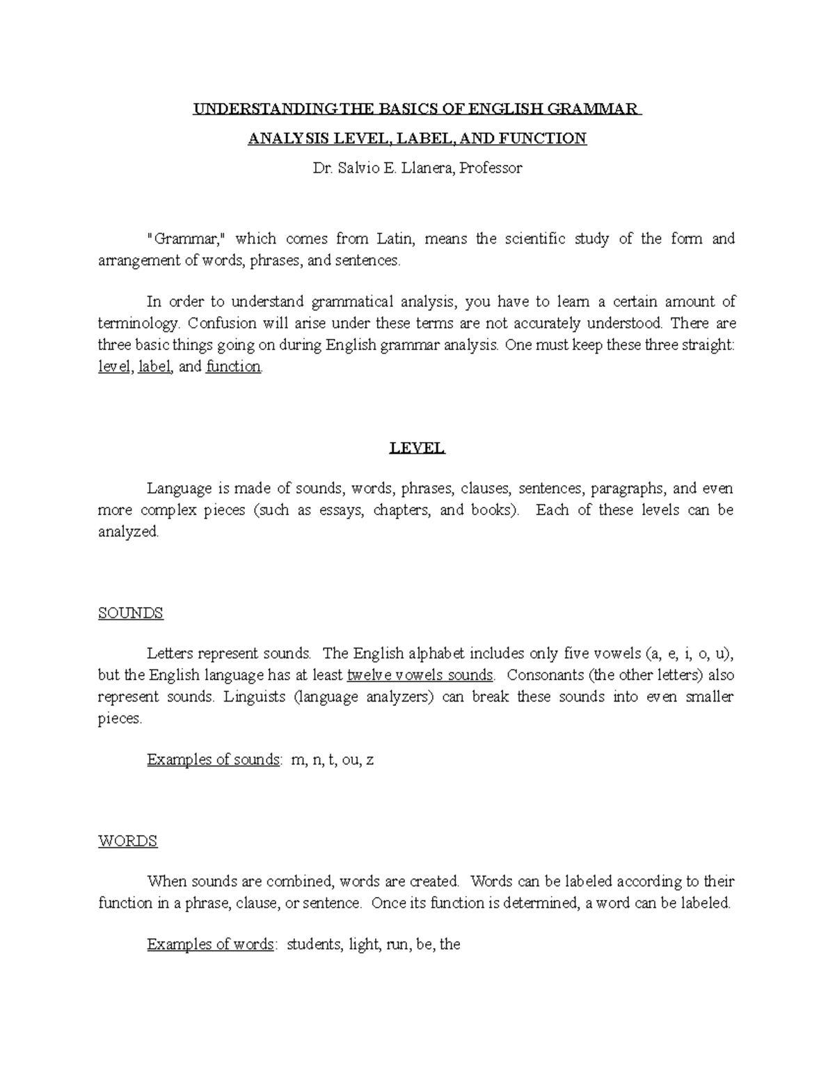 Lecture 1 - Grammar - UNDERSTANDING THE BASICS OF ENGLISH GRAMMAR ...