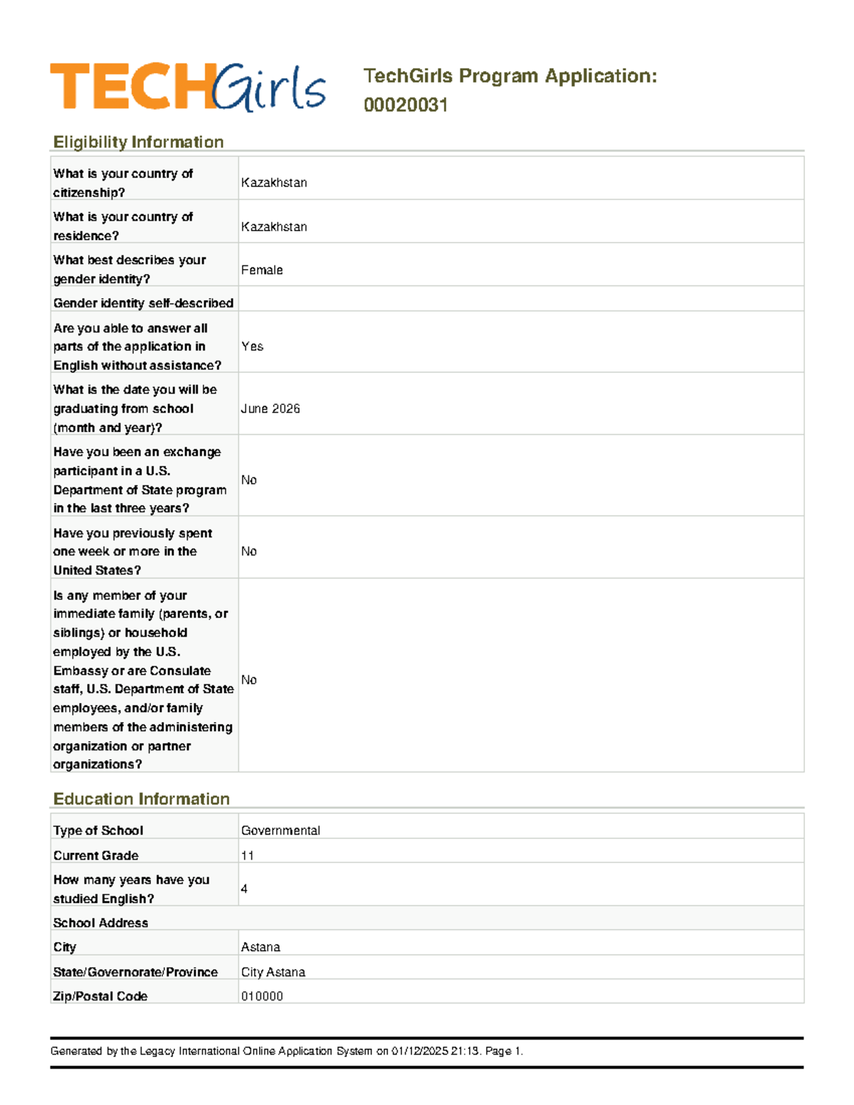 TechGirls Program Application: Eligibility & Personal Insights - Studocu