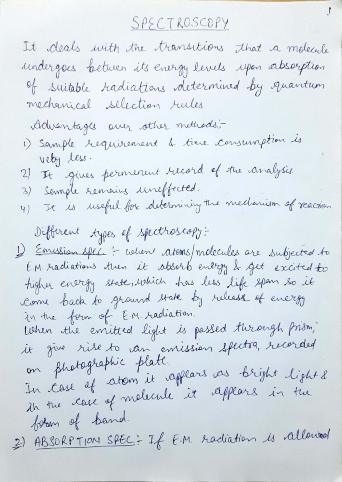 Spectroscopy: Energy Transitions and Absorption Analysis - Studocu