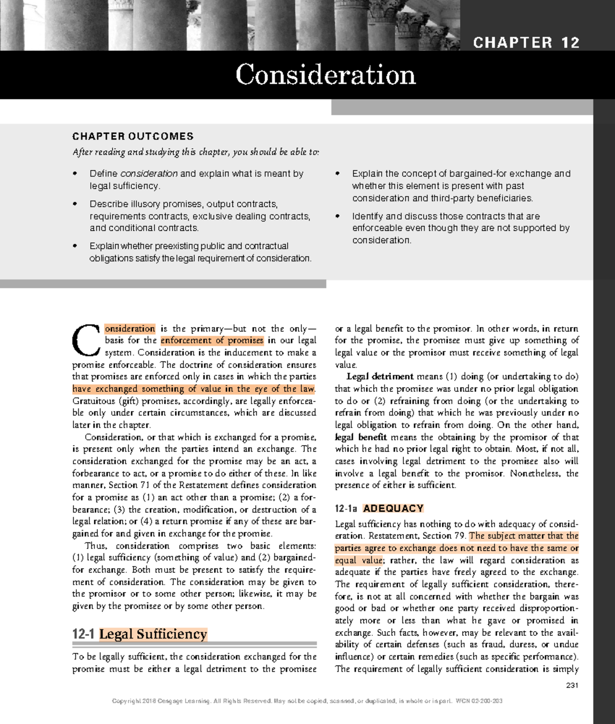 CH 12: Consideration and Legal Sufficiency in Contracts - Studocu