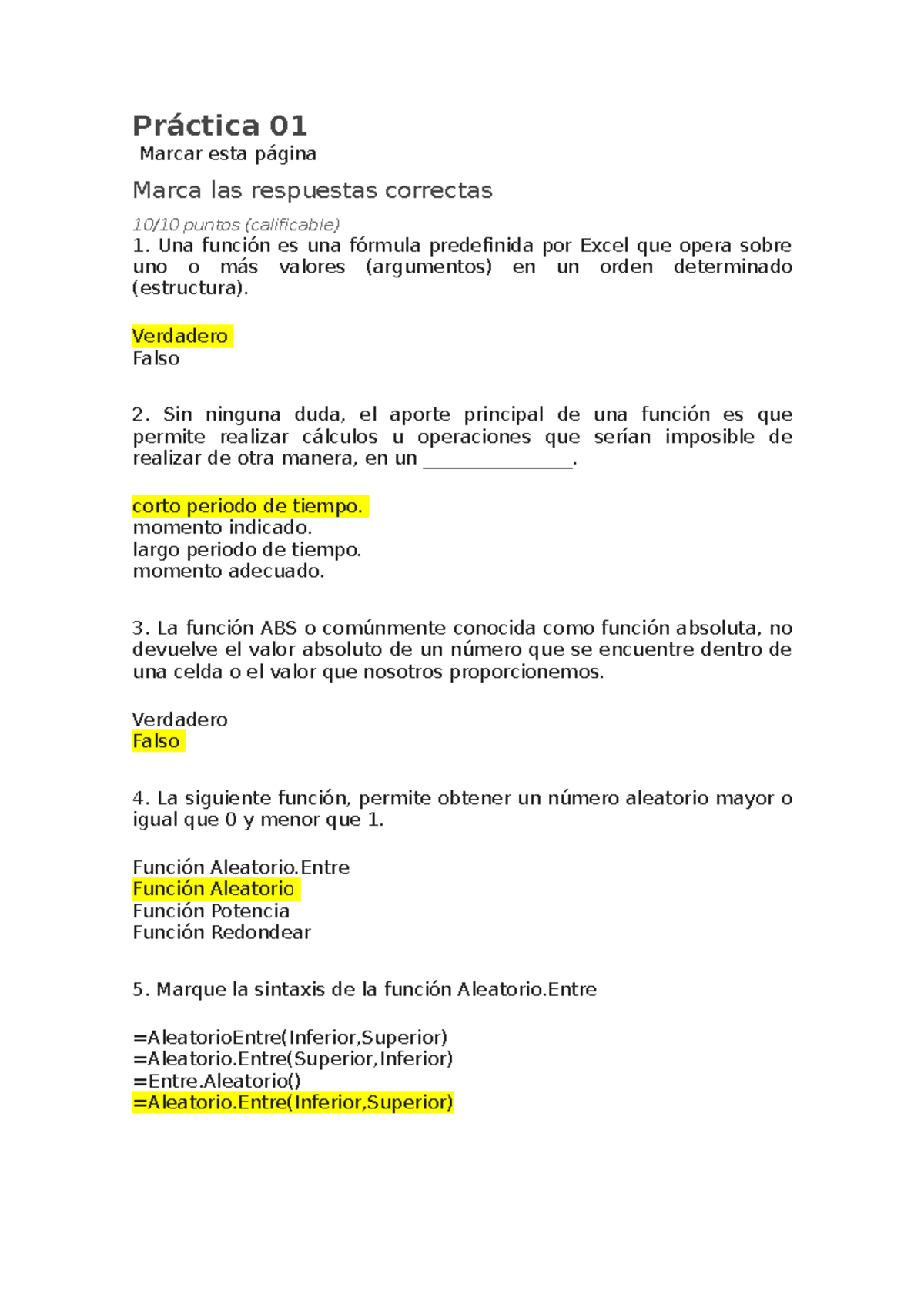 Final DE Excel - Práctica y Examen sobre Funciones de Excel - Studocu