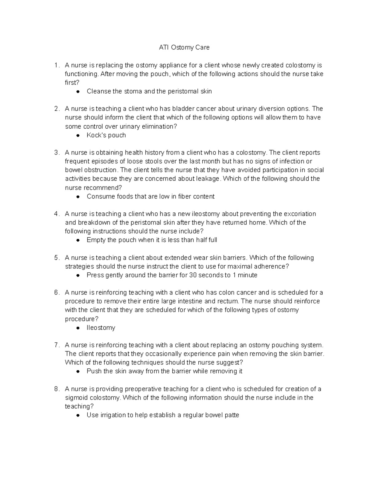 ATI Nursing: Essential Ostomy Care Guidelines and Strategies - Studocu