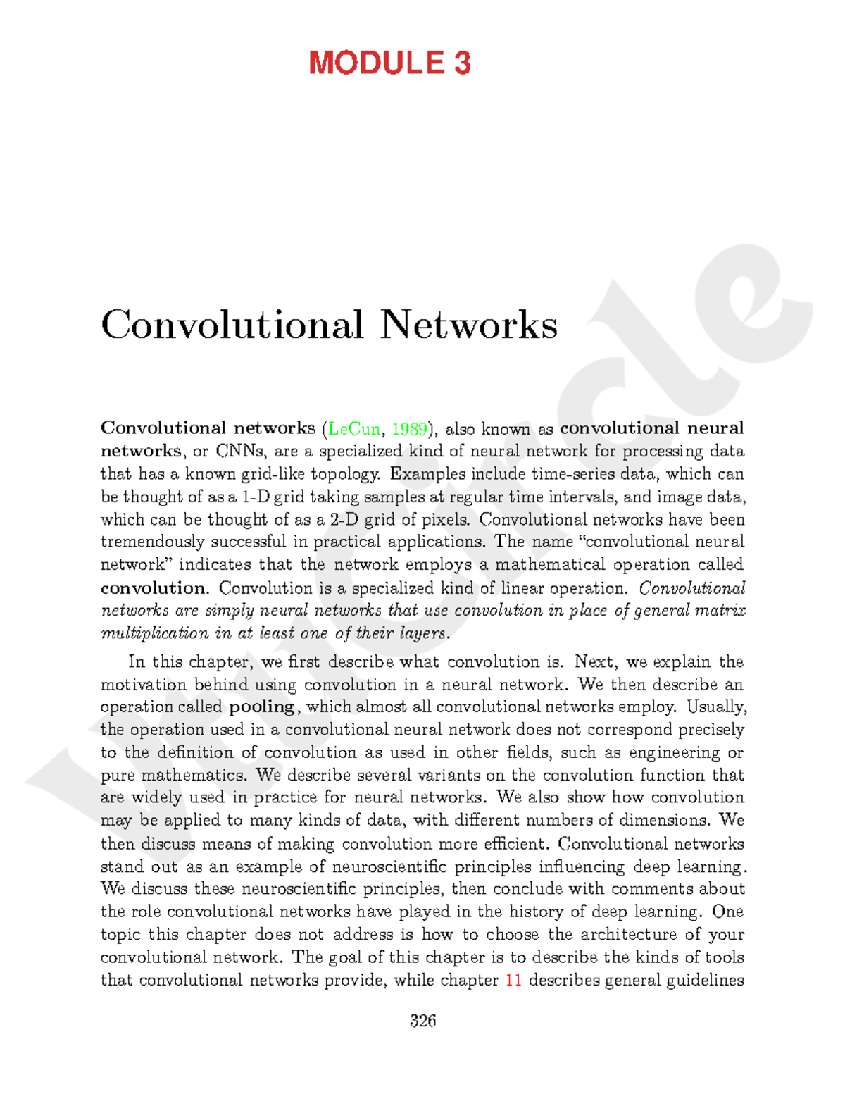 BCS714A Module 3: Chapter 9 - Convolutional Networks Overview - Studocu