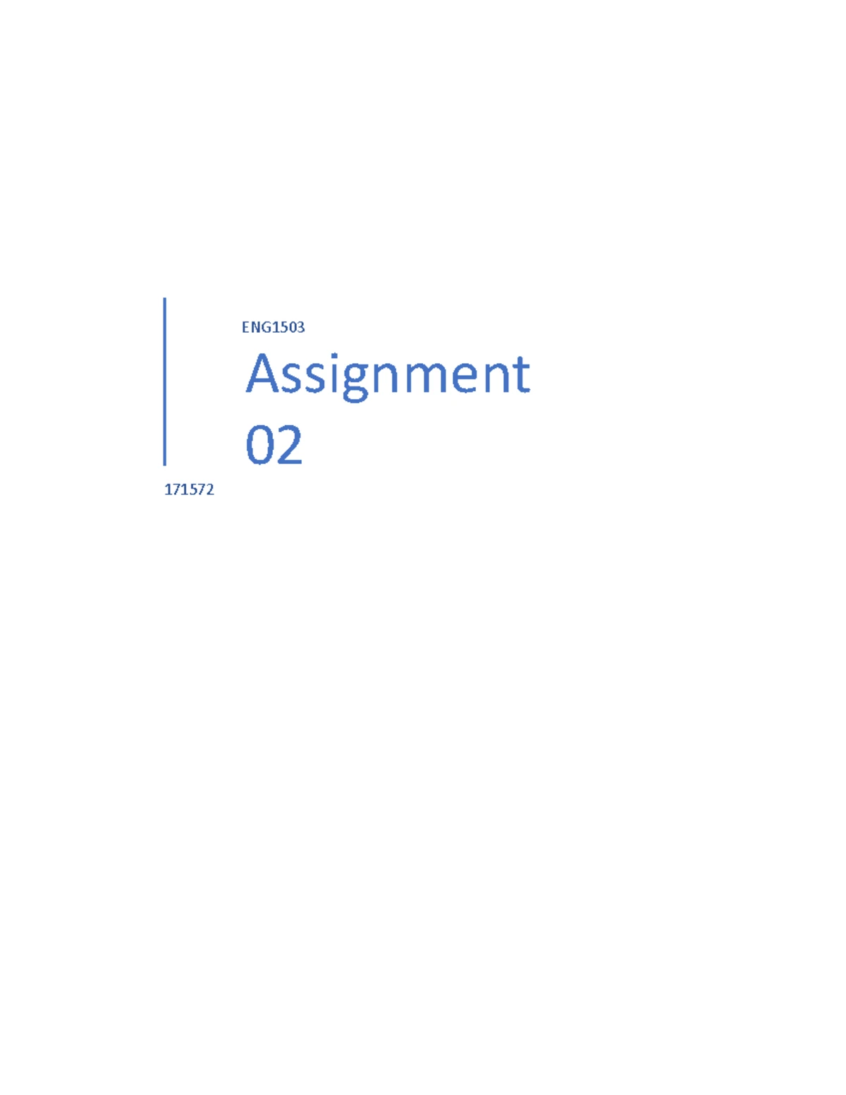 Document - Assignment 2 for ENG1503 - ENG Assignment 02 171572 27 April 2022 Question 2 ...