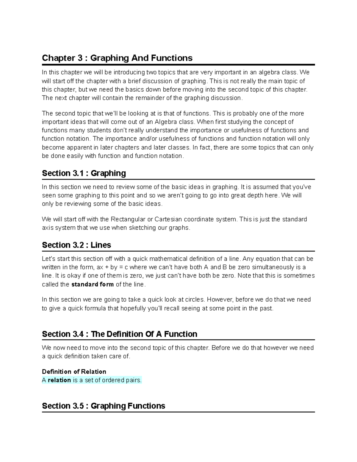 Chapter 3: Graphing and Functions in Algebra (Algebra 101) - Studocu