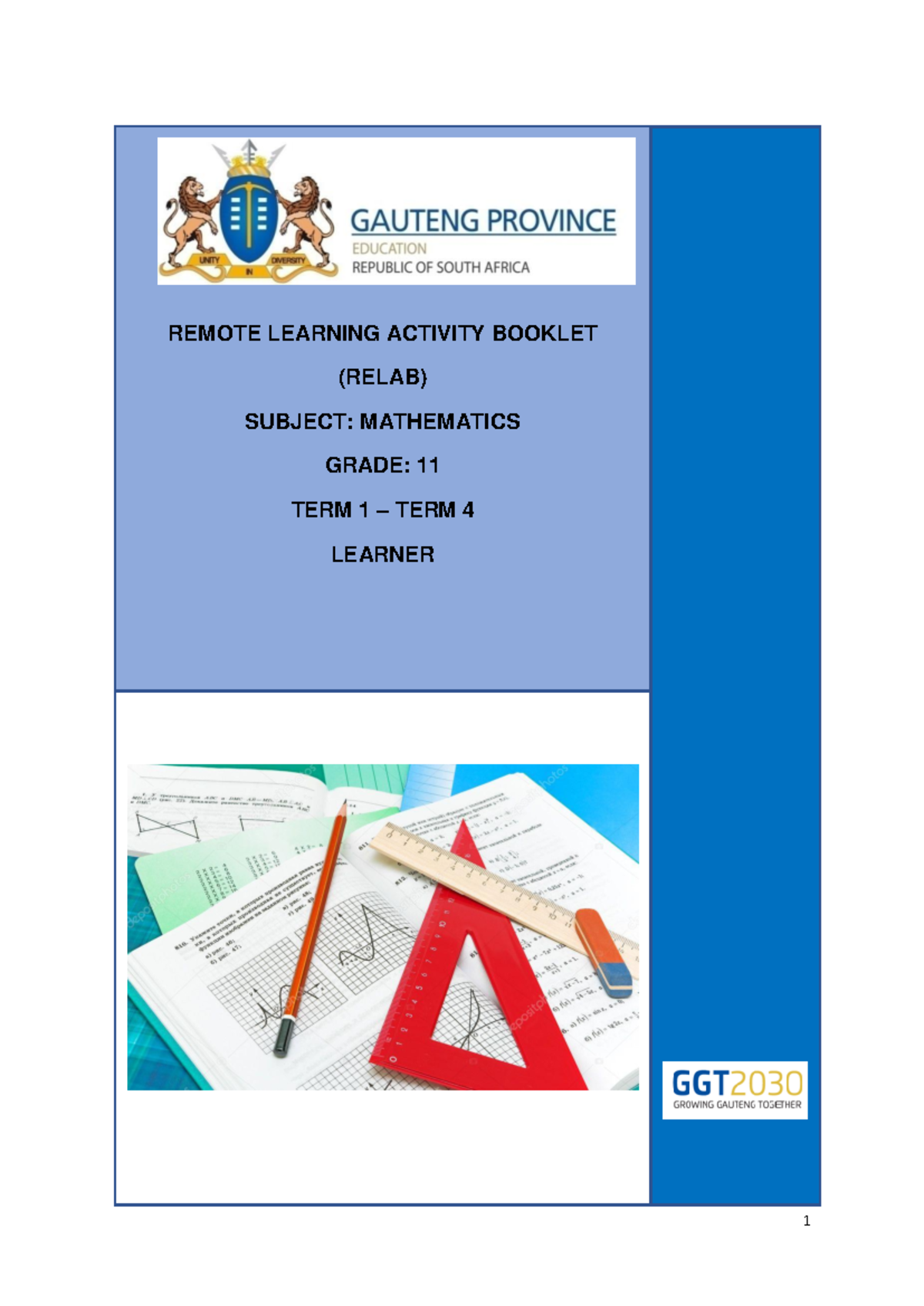 Mathematics Grade 11 Term 1 & 4 Activity Booklet (RELAB) - Studocu
