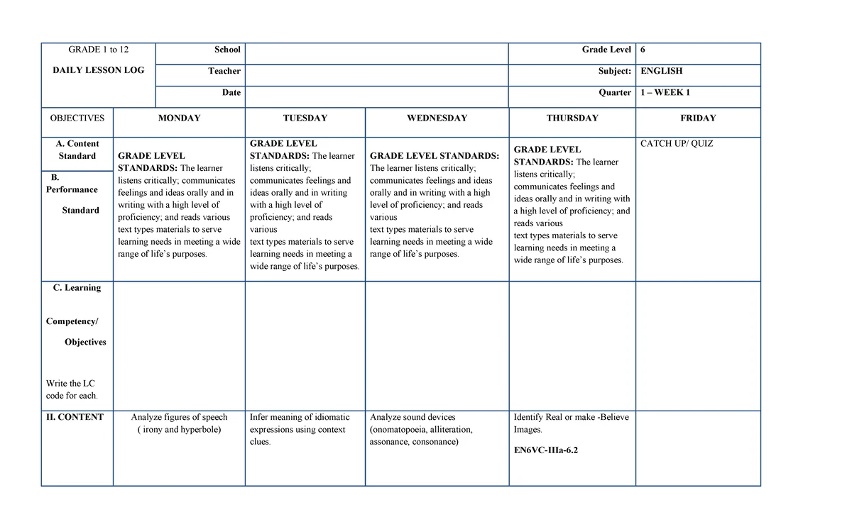 WEEK1-dll-MATH - guide - GRADE 1 to 12 DAILY LESSON LOG School Grade ...
