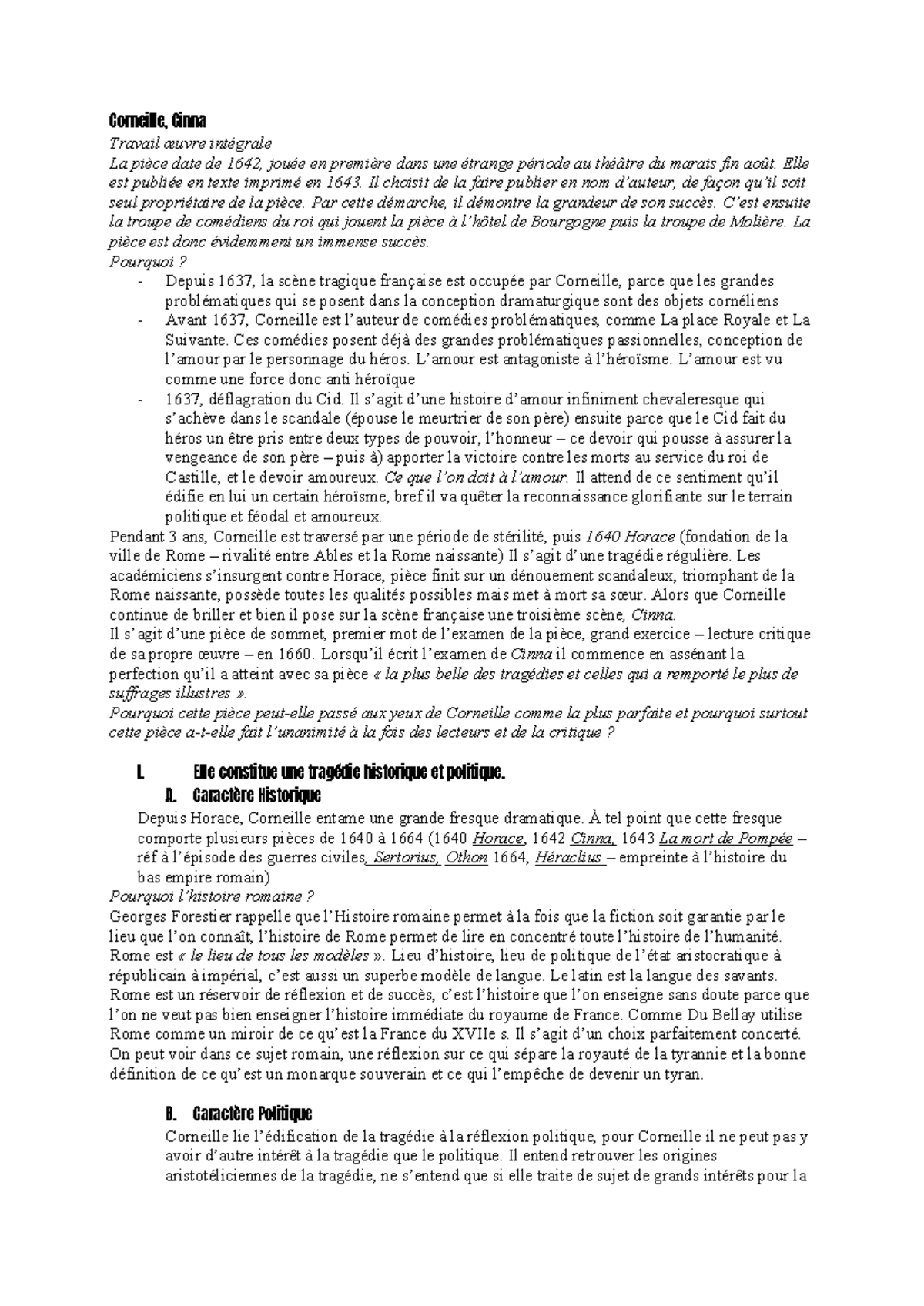 Analyse critique de "Cinna" de Corneille (1642) en Tragédie Classique ...
