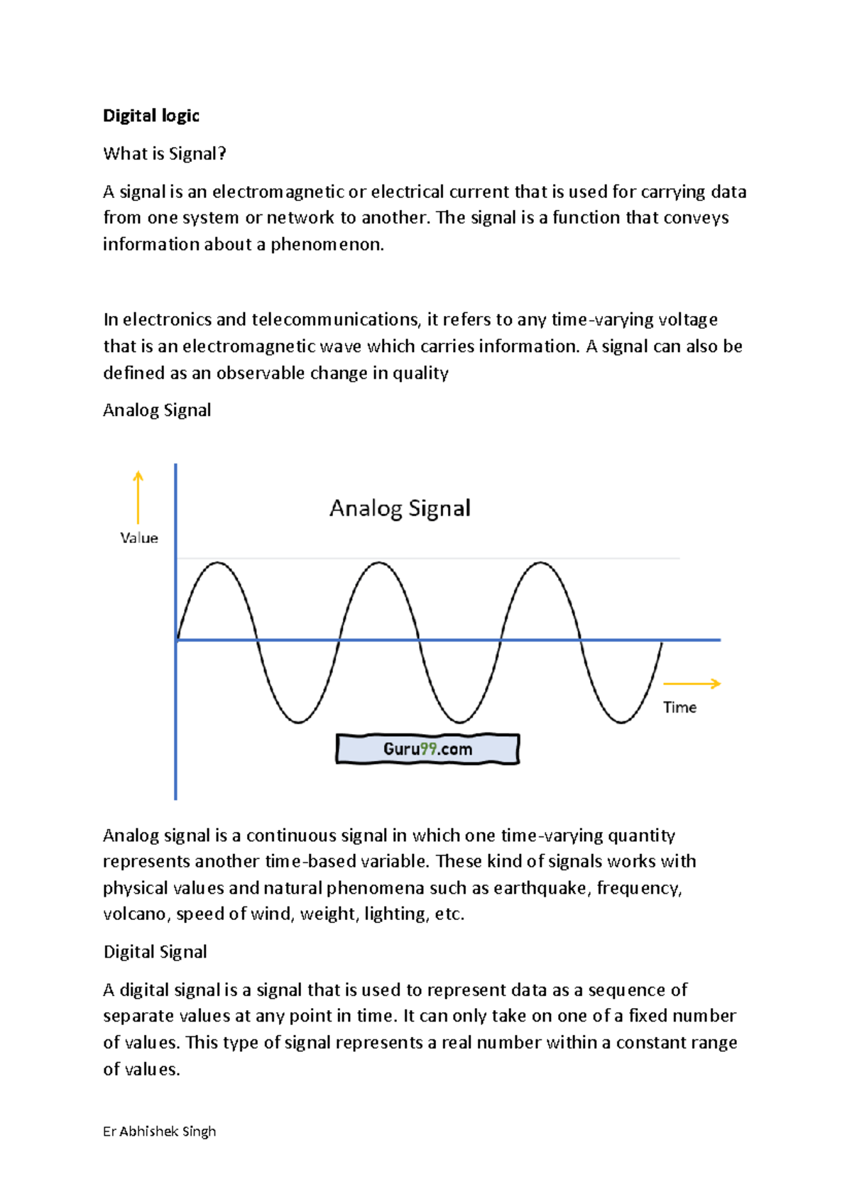 Digital Logic (DL101) Chapter 1: Understanding Signals and Number ...