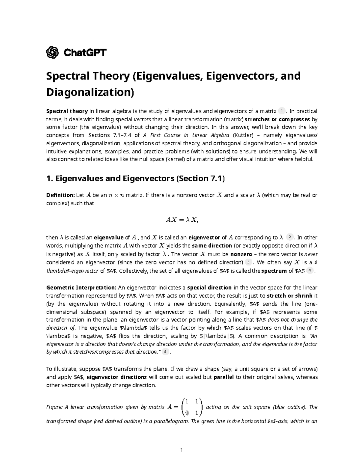 Spectral Theory (MATH 101): Eigenvalues, Eigenvectors & Diagonalization ...