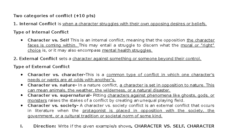 LAS - Understanding Internal and External Conflicts in Literature - Studocu