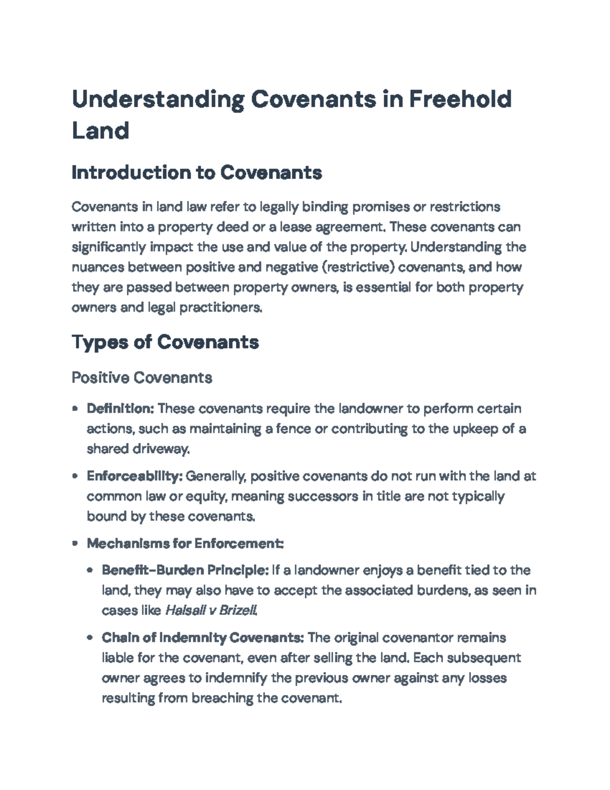 Understanding Covenants in Freehold Land Law: Positive & Restrictive ...