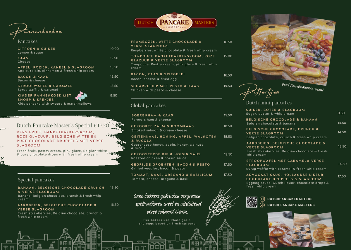 Dutch Pancake Masters Menu Offerings and Specials - Studeersnel