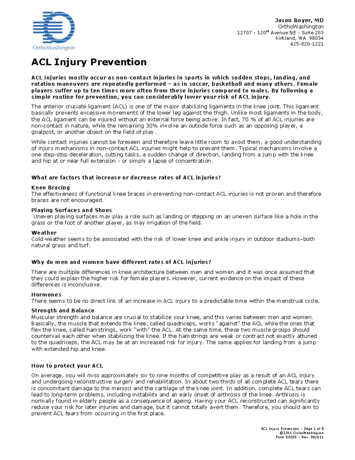 ACL Injury Prevention - Comprehensive Essay on Techniques and ...