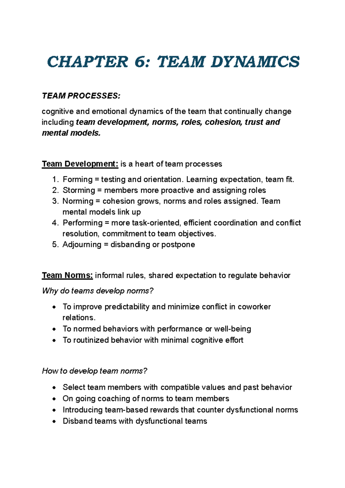 MGT Final Exam Notes: Team Dynamics, Communication & Change - Studocu